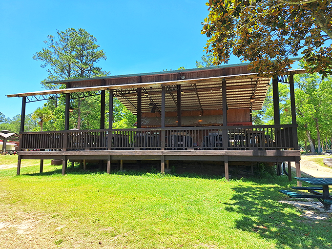 Picnic pavilion or rustic concert venue? At Vortex Spring, it's both! Just add friends, food, and your best dad-joke repertoire. Photo credit: terri betts