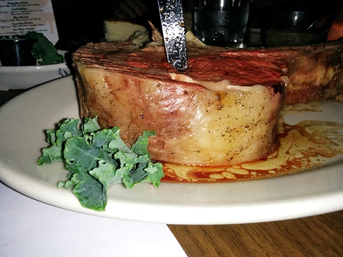 Holy cow, that's a lot of beef! This prime rib could feed a small Polish village, or one very hungry Minnesotan. Either way, it's a carnivore's dream come true.