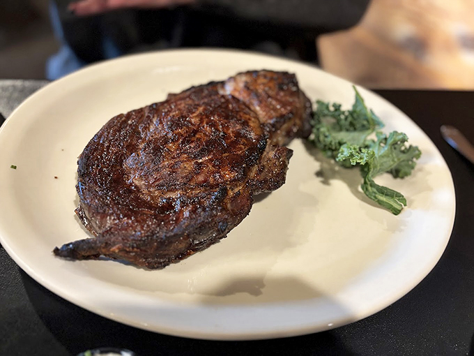 Now that's what I call a proper rib eye! Juicy, flavorful, and big enough to make Fred Flintstone jealous. It's not just a meal, it's a carnivorous adventure.