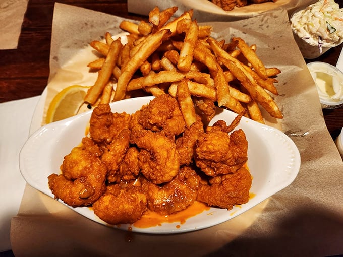 Golden treasures from the deep! These crispy shrimp are like edible doubloons, perfect for any seafood prospector. Photo credit: Matthew Patterson