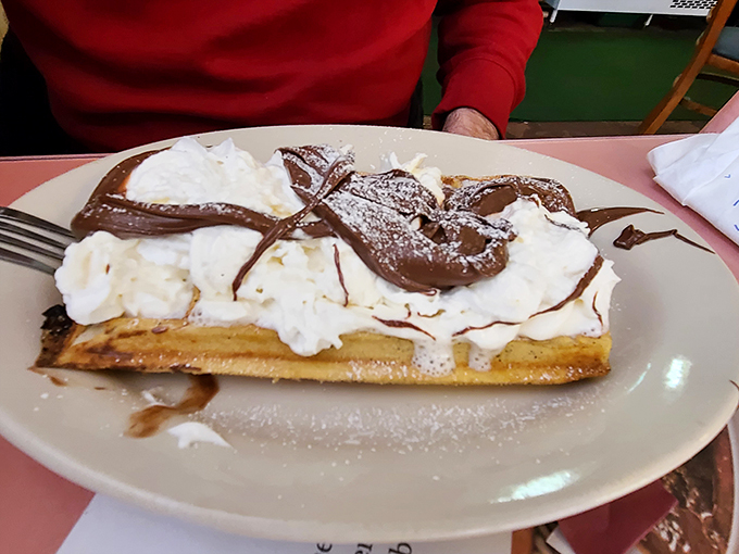 Waffles gone wild! This dessert looks like it escaped from Willy Wonka's factory and decided to vacation in Florida. Photo credit: Margaret Scanlan