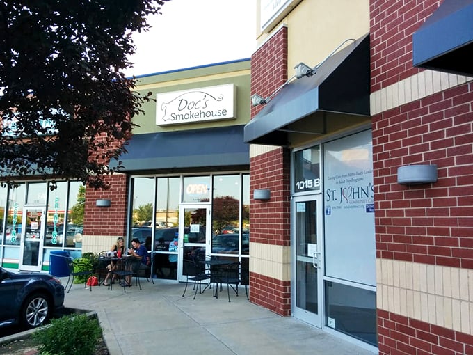 The doctor is in... the smokehouse! Doc's modern exterior hides a world of traditional BBQ delights.