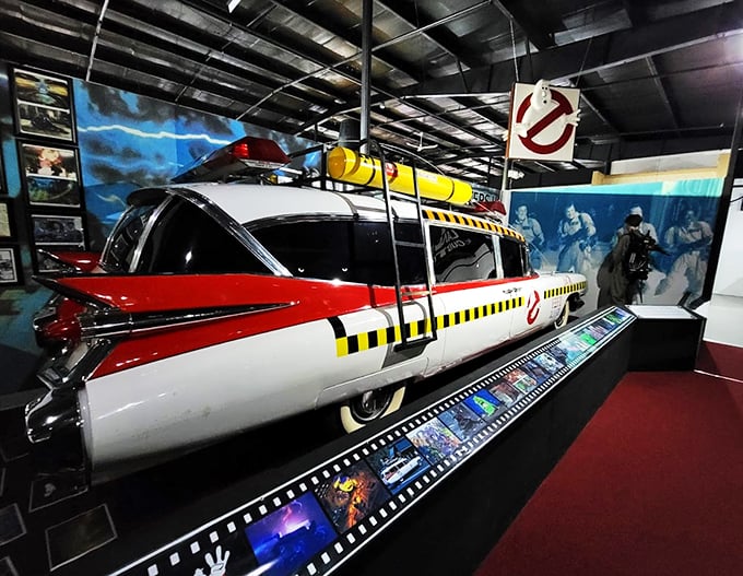 Great Scott! Is that the Ghostbusters' ride? Roscoe's got a time machine disguised as a car museum!