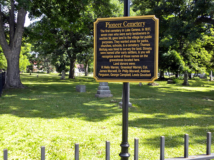 History's guestbook! Each weathered stone tells a tale of Lake Geneva's early days. It's like a really quiet, really permanent book club.