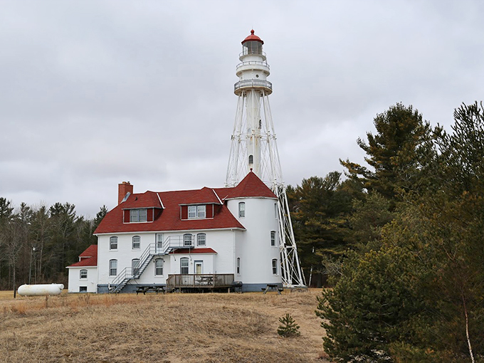 Rawley Point: The Great Lakes' tallest lighthouse, serving "tall, dark, and handsome" realness since 1894. No stairs required for admiration. 