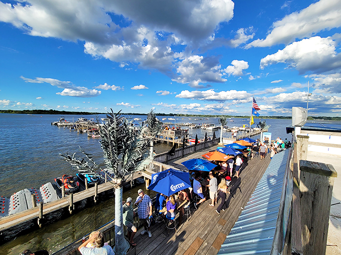 Party central on the water! Blarney Island: where 'dinner and a show' means burgers, boats, and beats under the stars. Photo credit: Mike M