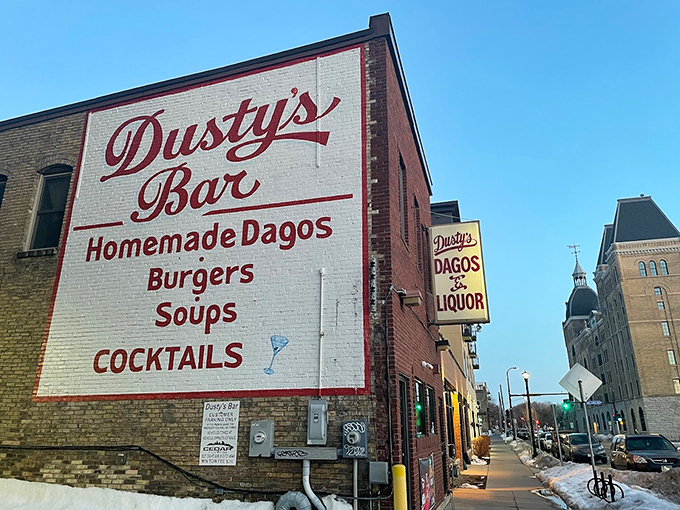 Homemade dagos and cocktails with a view! Dusty's brick facade hides a world of mouthwatering possibilities. Photo credit: Paul Nordquist