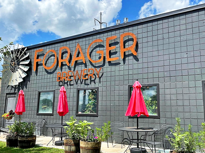 Forager's funky facade. Don't let the industrial look fool you &ndash; inside lies a wonderland of craft brews and locally-sourced eats.