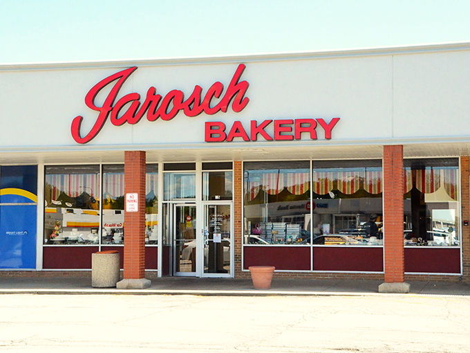 Retro vibes, timeless taste! Jarosch Bakery's classic storefront hints at the decades of deliciousness waiting inside.
