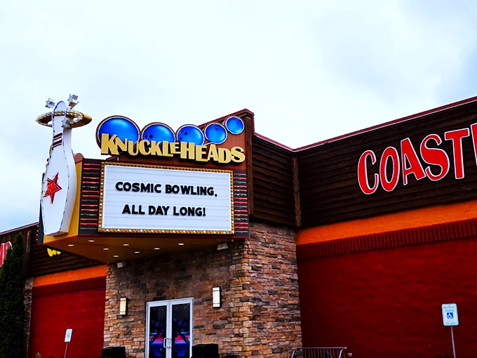 Neon lights and cosmic bowling create a retro-futuristic playground where strikes are always in fashion.