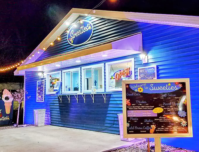 Enter the real-life Candyland! This blue sugar shack is where diets come to die and smiles come alive.