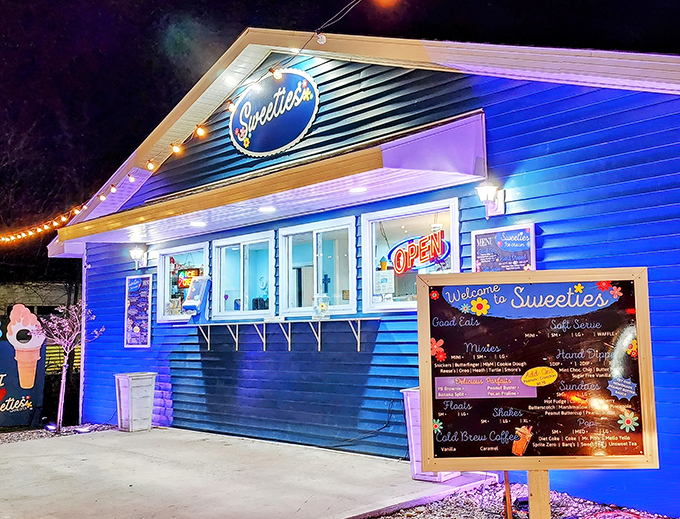 Enter the real-life Candyland! This blue sugar shack is where diets come to die and smiles come alive.