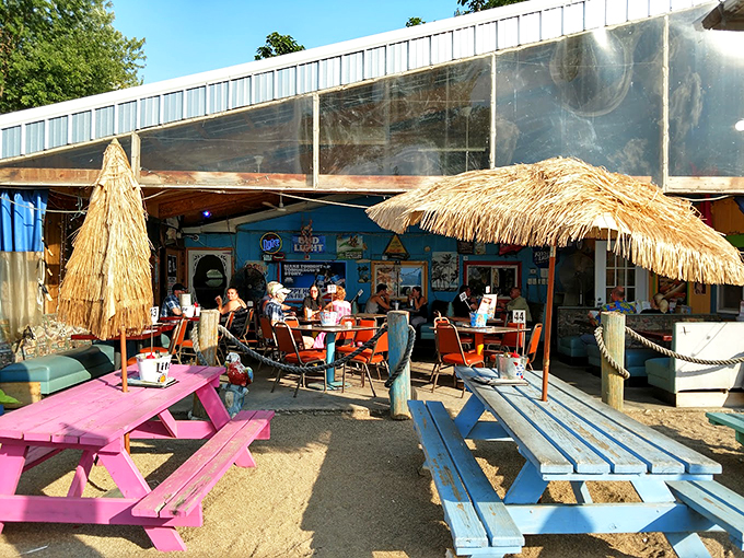 Beach vibes and juicy burgers? It's a landlocked luau that'll have you saying 'Mahalo' with your mouth full.