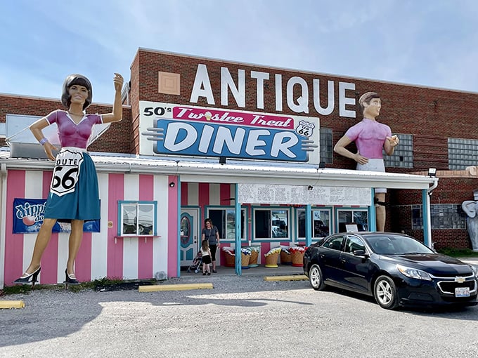 Where else can you buy a lava lamp and enjoy a milkshake? This place is kitschier than your grandma's living room!