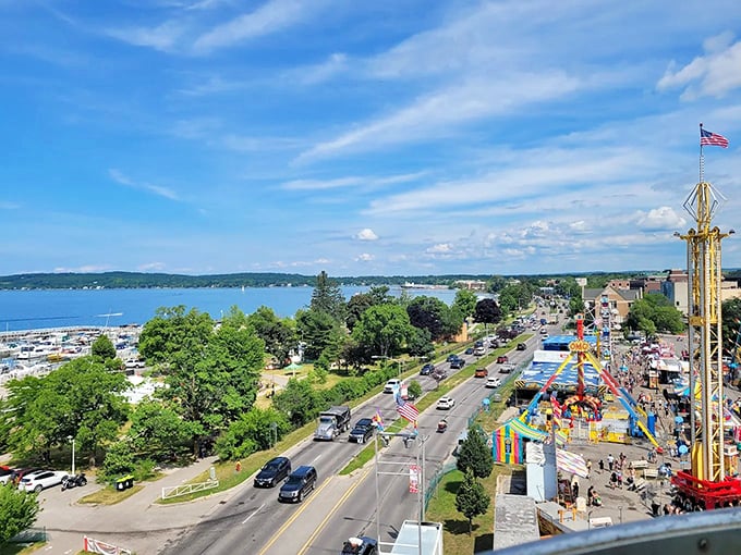 Lake Michigan provides the perfect backdrop for Traverse City's waterfront festivities and family fun.