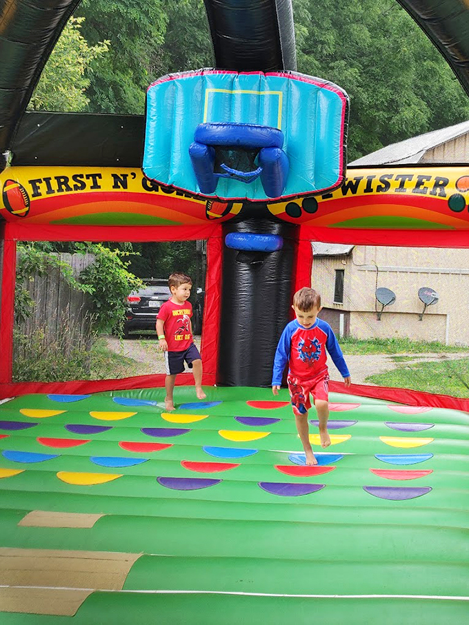 Twister for the new generation! These kids are having more fun than a squirrel at a nut factory.