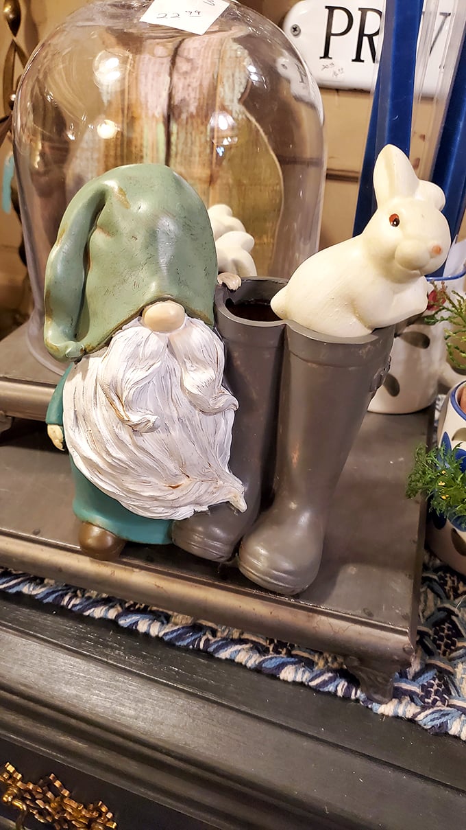 Garden gnomes, meet your cooler cousin! This little guy's living his best life in some snazzy rain boots. #GnomeGoals