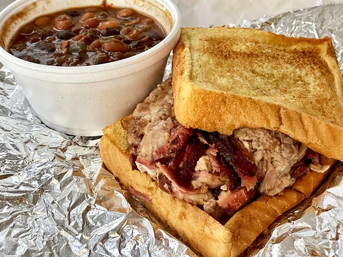 A sandwich that's more stacked than a Jenga tower, with beans that'll make you forget all about Boston.