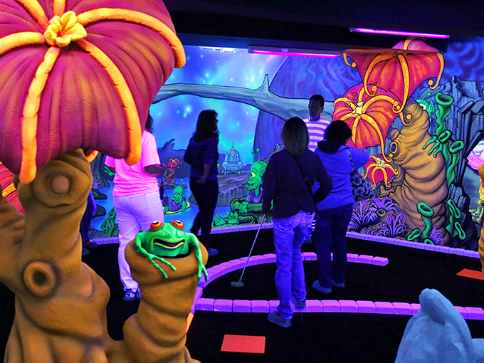 Is that an alien invasion or just the friendliest octopus you've ever seen? Either way, this hole is sure to suction away your golf balls!