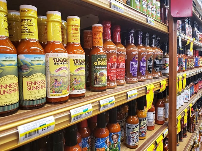 Hot sauce heaven! From mild to wild, these bottles contain everything from gentle warmth to "maybe I should call my insurance company."