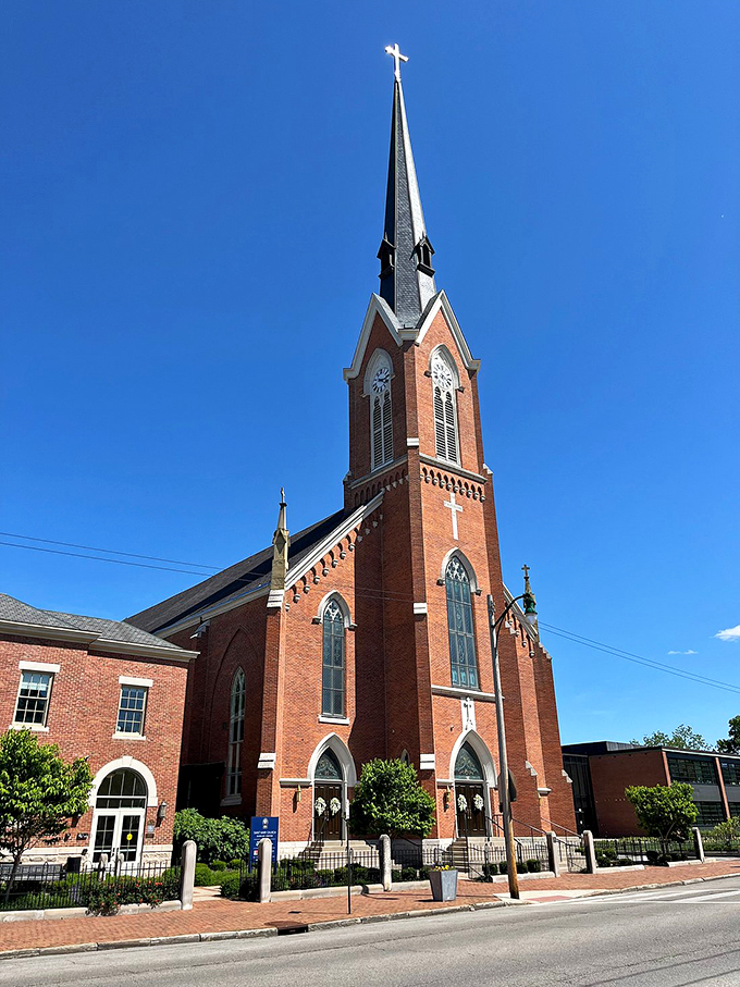 Praise the architect! This church isn't just a place of worship; it's a red-brick masterpiece that'll have you saying "Amen" to great design. 