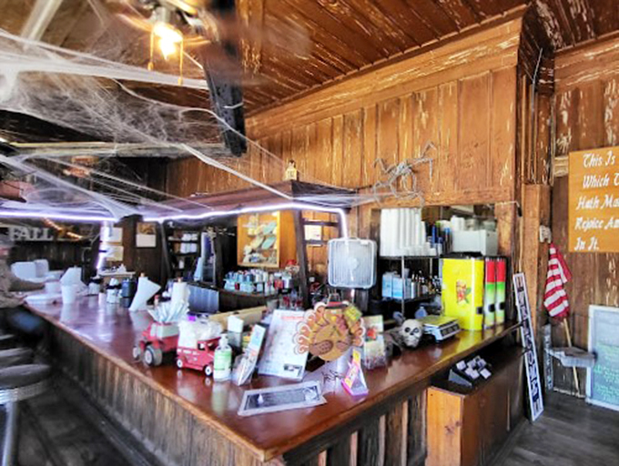 Where coffee mugs meet morning chatter, this vintage counter setup looks straight out of a Norman Rockwell painting.
