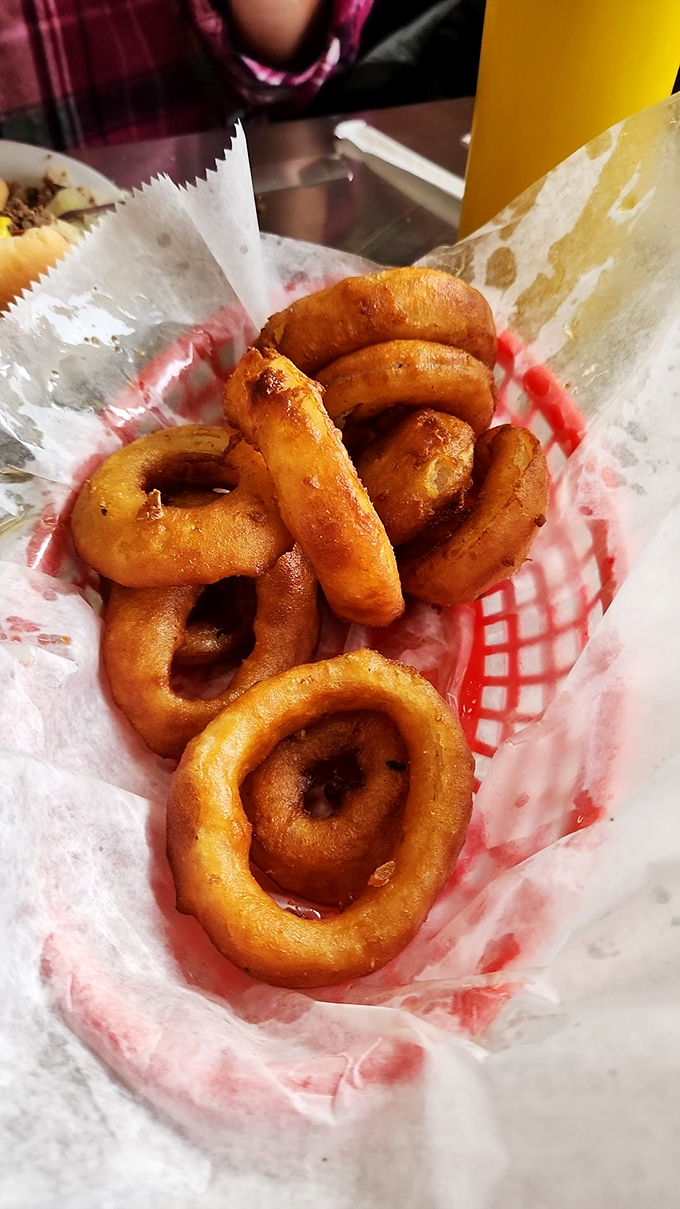 Crunch time! These onion rings are so perfectly crisp, they could star in their own ASMR video.
