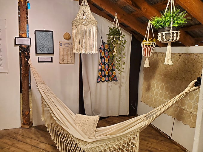 Macram&eacute; heaven or boho chic gone wild? Either way, this corner's giving serious '70s vibes. Far out, man!