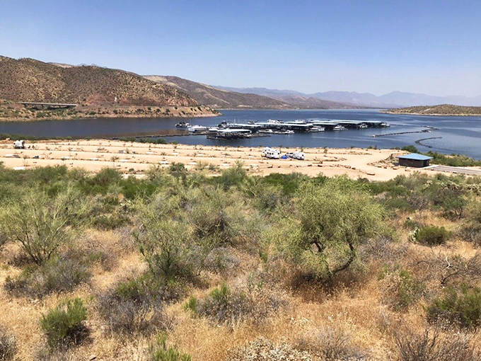 Who needs a cruise when you've got this? Roosevelt Lake Marina: where desert dwellers come to play captain for a day. Photo credit: Frank P.