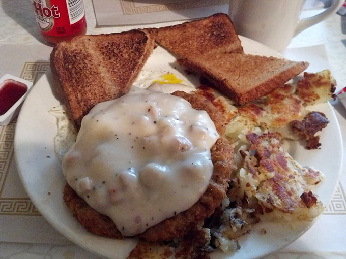 A meal so hearty, it could make a lumberjack weep with joy. Gravy river included, no extra charge.