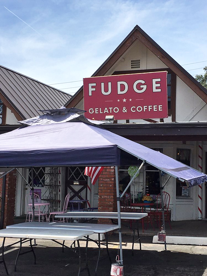 The classic brick facade and retro signage transport you to simpler times when every small town had its beloved candy shop.