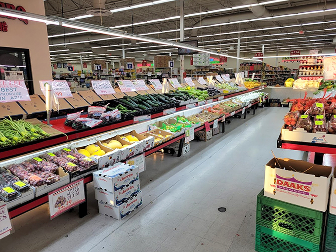 Veggie tales come to life! From crisp cucumbers to juicy cherries, this produce section is a blockbuster hit of freshness.