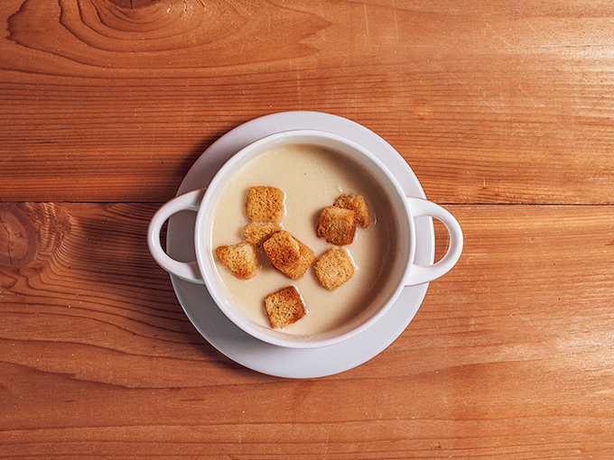 Vampire-repelling deliciousness! This garlic cream soup is a bowl of comfort that packs a flavorful punch.