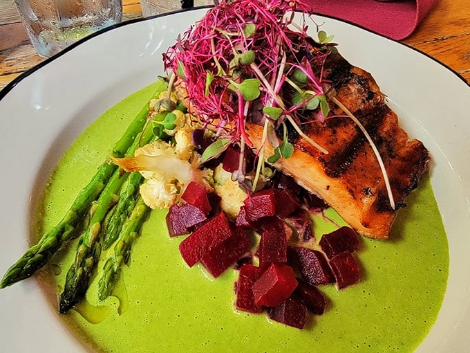 Salmon so good, it'll make you want to swim upstream. Paired with quinoa and beets, it's a superfood superhero on a plate.