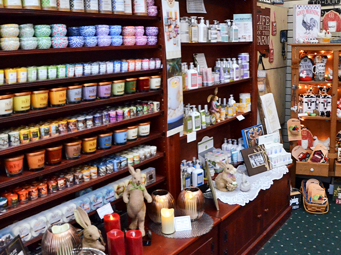 A treasure trove of scents and sensibilities! This corner of the shop is like your cool aunt's house &ndash; if she were obsessed with candles and cats.