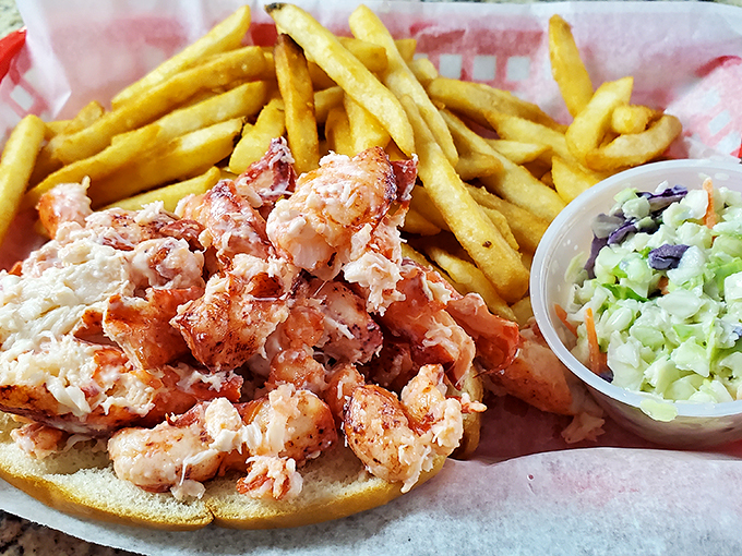 The lobster roll of your dreams! Packed with more meat than a bodybuilder's protein shake, this sandwich is a true Maine event.