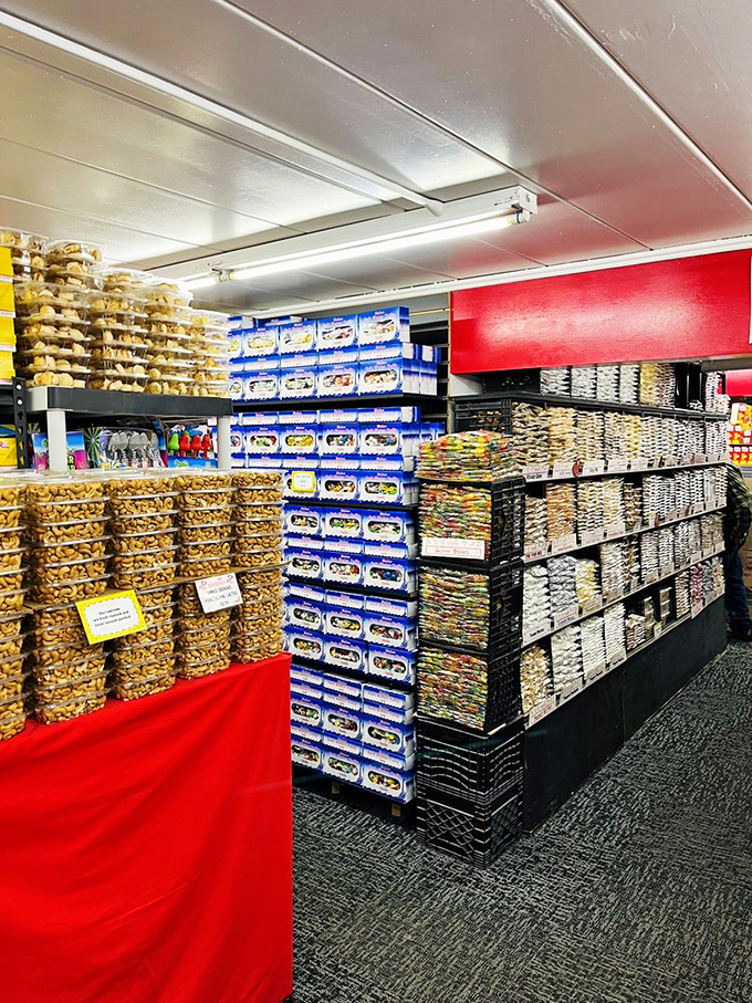 From wasabi peas to honey sesame chips, this snack selection is like a United Nations of munchies.