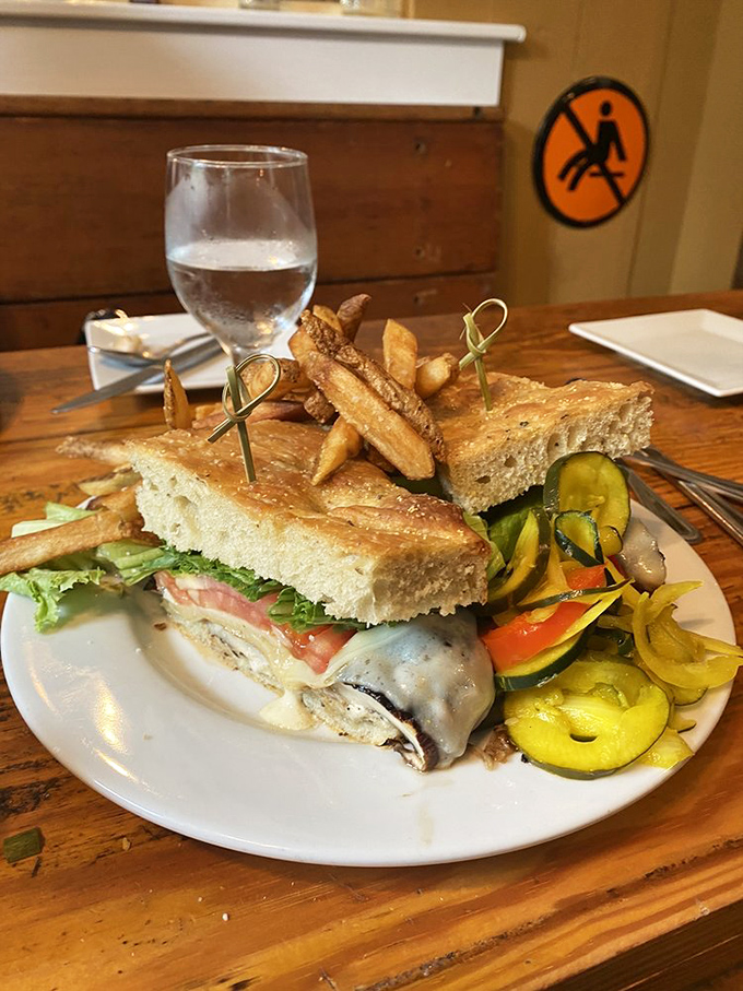 A sandwich that's dressed to impress, complete with house-made pickles that add that perfect tangy crunch.