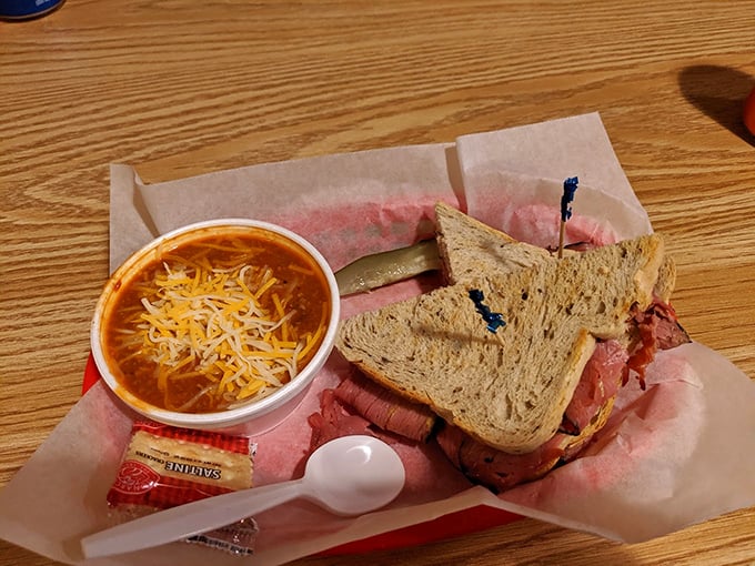 The classic combo gets an upgrade: a hearty sandwich paired with soup that's clearly had a long, happy relationship with cream.