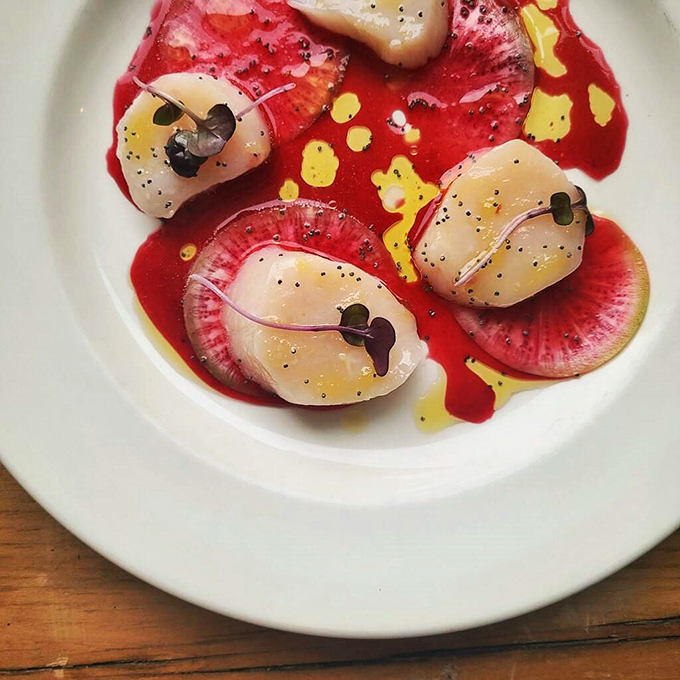 Scallop sashimi that's cooler than a polar bear's toenails. It's like the ocean decided to throw a party on your plate.