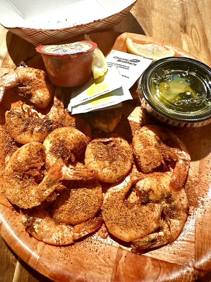 These seasoned shrimp aren't just cooked – they're respected, each one treated with the dignity a good crustacean deserves.