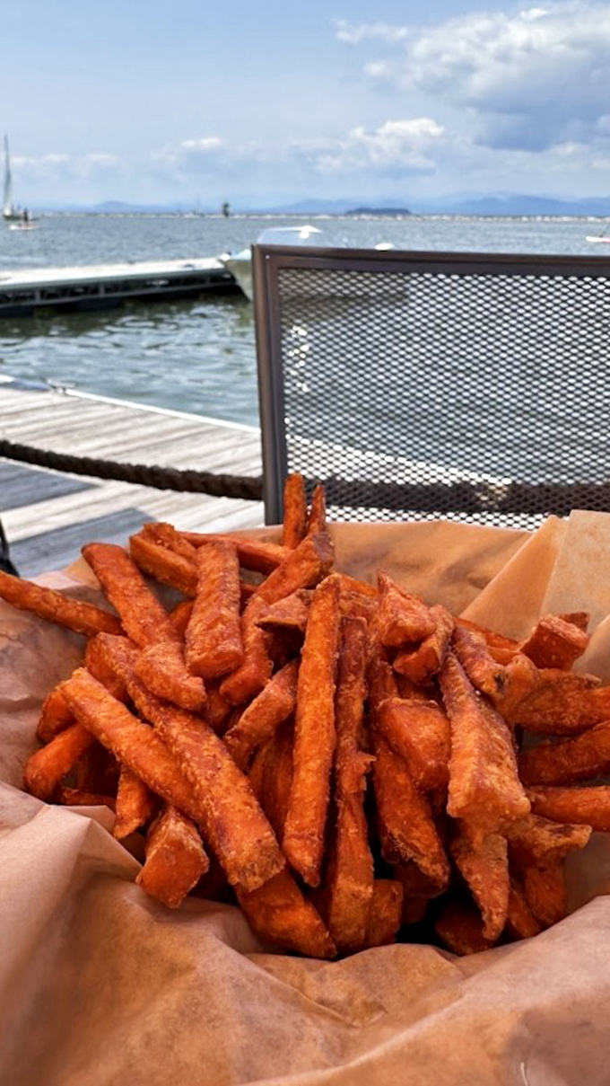 These aren't your ordinary fries - they're sweet potato beauties that look like they've been kissed by the sunset.
