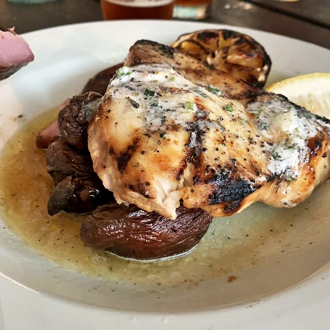 A feast fit for King Neptune! This swordfish steak is so juicy, you might need a life jacket. Those roasted potatoes? Pure golden treasure.