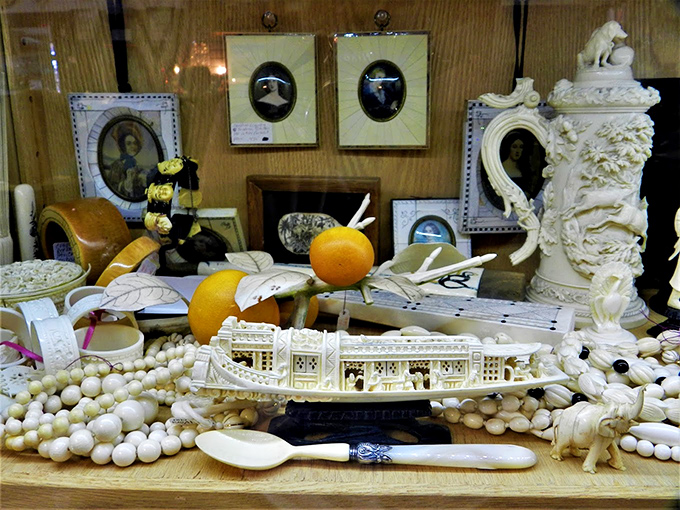 Ivory treasures frozen in time. These delicate carvings showcase the artistry of a bygone era, each piece a miniature masterpiece.