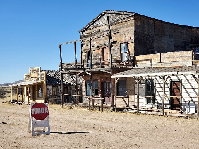 Whoa is right! These weathered buildings have more character than a Sergio Leone film. Can you hear the theme music? Photo credit: Steve Freitas