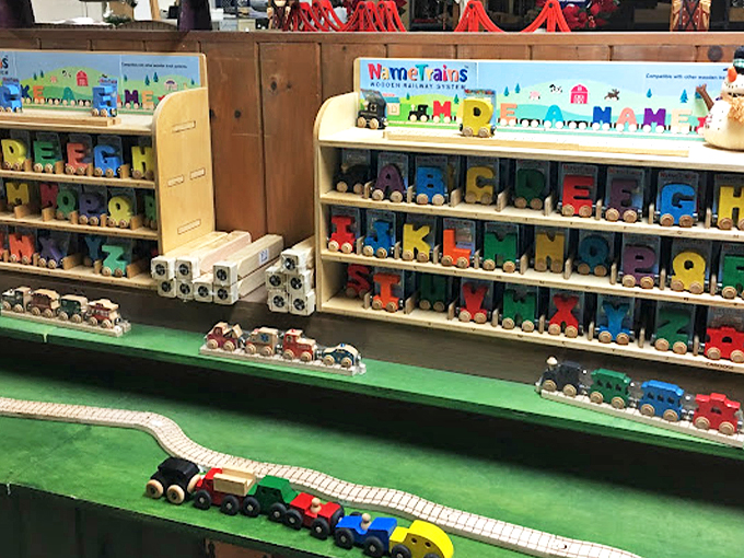 The alphabet gets a playful makeover with these colorful wooden letter trains, making learning as fun as a circus parade.