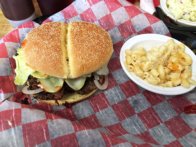 This burger's so tall, it needs its own zip code! Stacked with all the fixings, it's a towering testament to American cuisine.