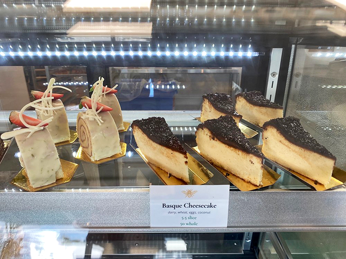 Basque cheesecake: where burnt edges are a feature, not a bug. A slice of pure indulgence awaits! Photo credit: Carl G.