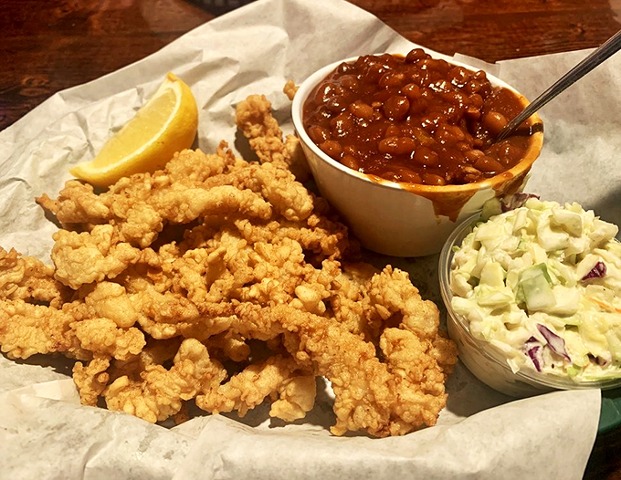Golden, crispy, and addictive. These clam strips are the potato chips of the sea world.