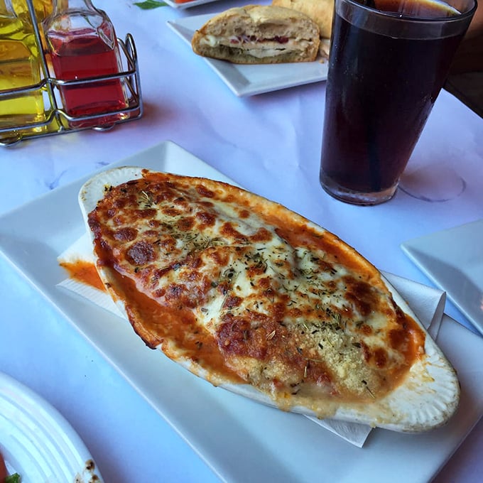 Eggplant parm or edible art? This dish is so pretty, it almost feels wrong to eat it. Almost. Photo credit: J D.